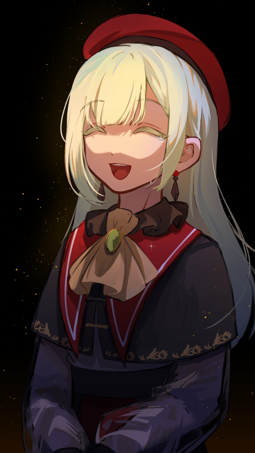 Safebooru - 1girl :d ^ ^ ascot bang dream! bang dream! it's mygo!!!!! beret black background ...