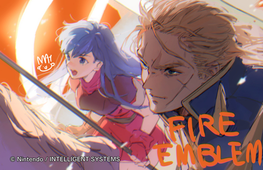 Safebooru - 1boy 1girl blonde hair blue eyes blue hair caeda (fire ...