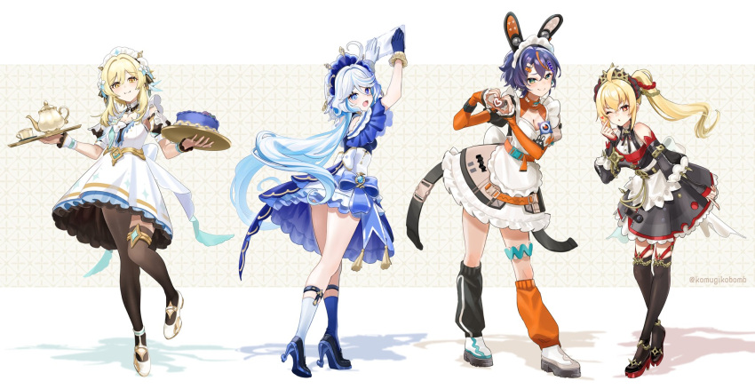 Safebooru - 4girls alternate costume asymmetrical gloves asymmetrical legwear belle (zenless ...