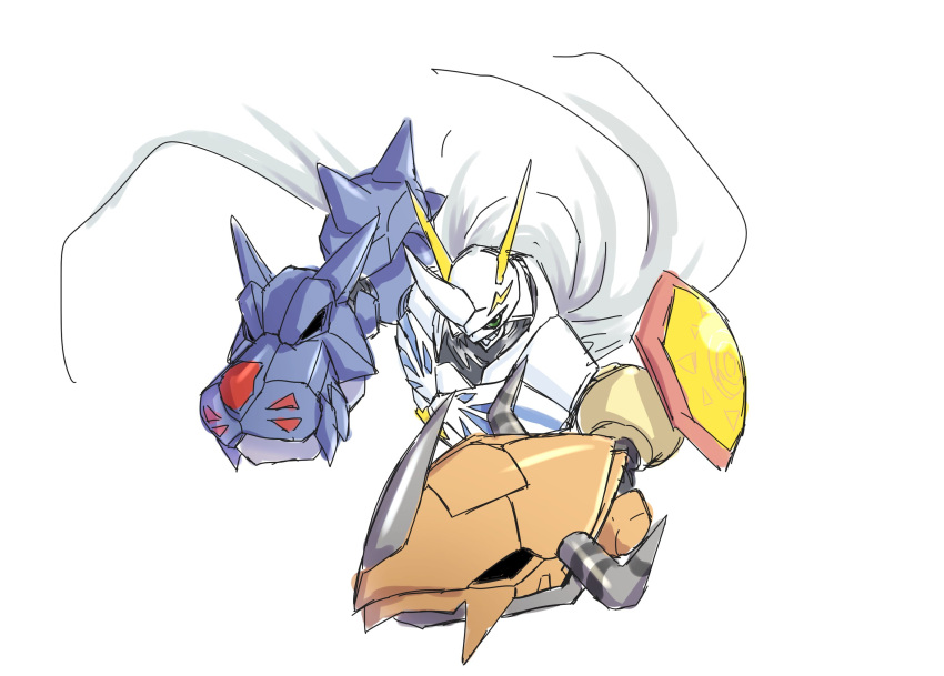 Safebooru - armor cape digimon digimon (creature) highres horns mecha ...