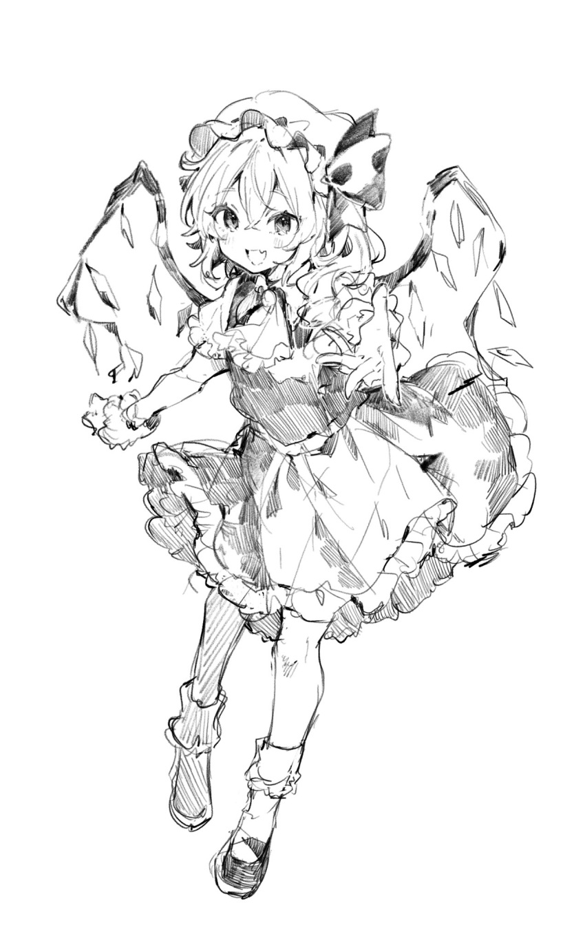 Safebooru - 1girl :d blush bobby socks dress fang flandre scarlet ...