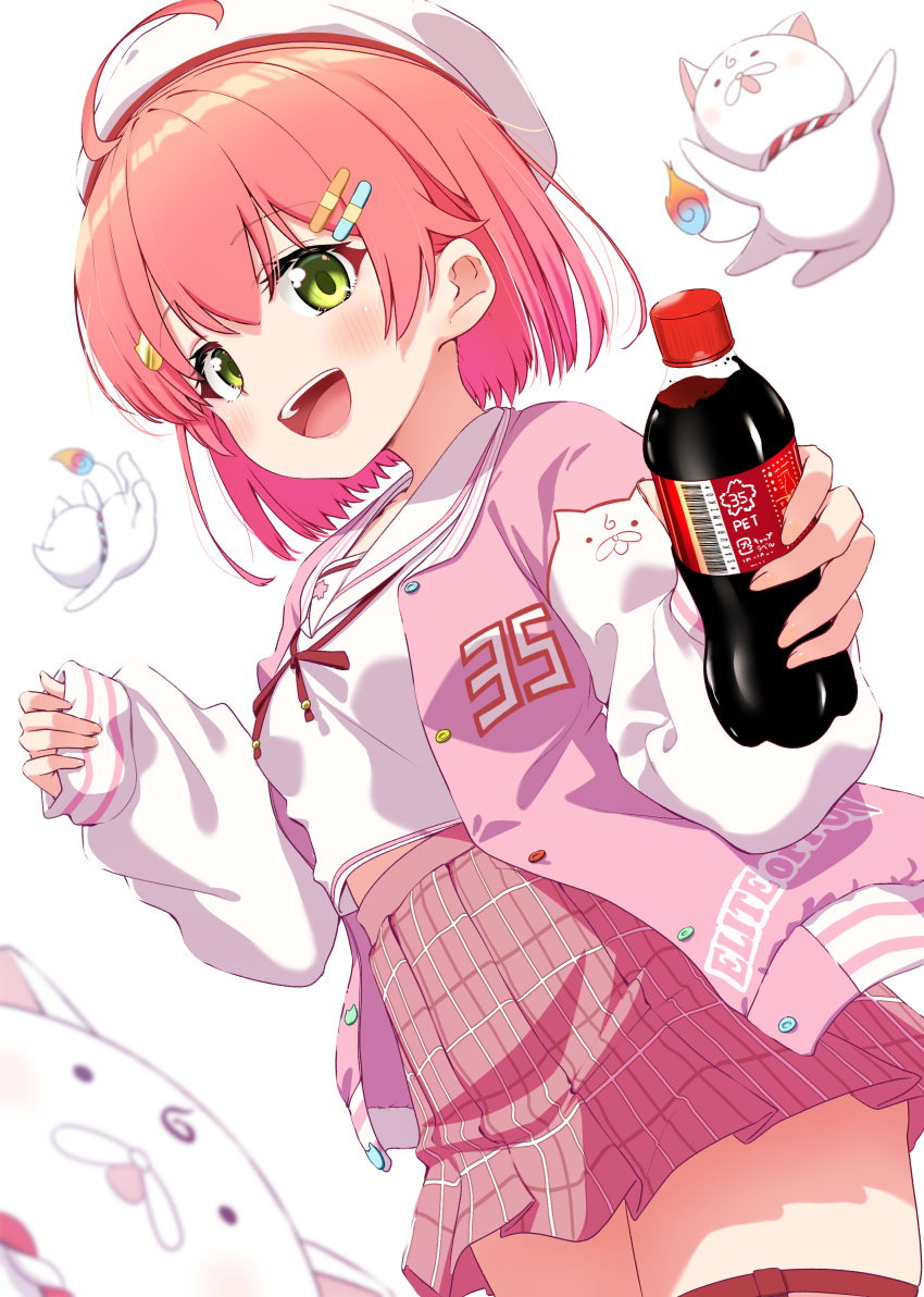 Safebooru - 1girl 35p (sakura miko) absurdres ahoge blush cola green ...