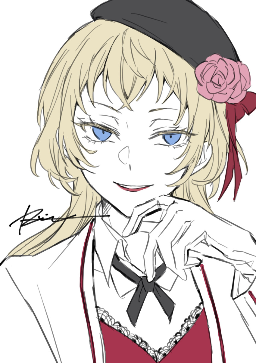 Safebooru - 1girl absurdres agatha christie (bungou stray dogs) beret black hat black ribbon ...