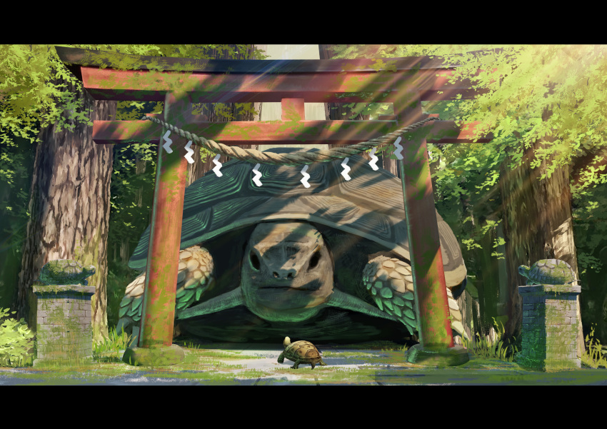 Safebooru - absurdres animal commentary request day fantasy forest ...