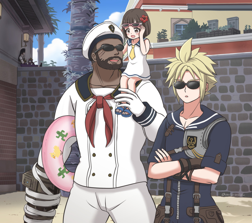 Safebooru - 1girl 3boys arm cannon asami yutori barret wallace barret ...