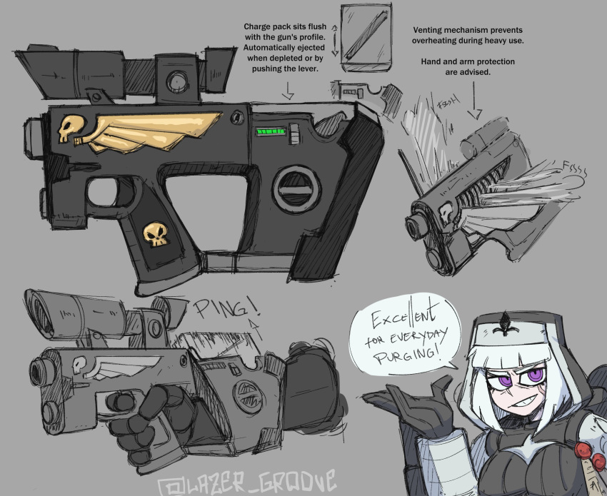Safebooru - 1girl adepta sororitas armor bullpup english text exhaust ...
