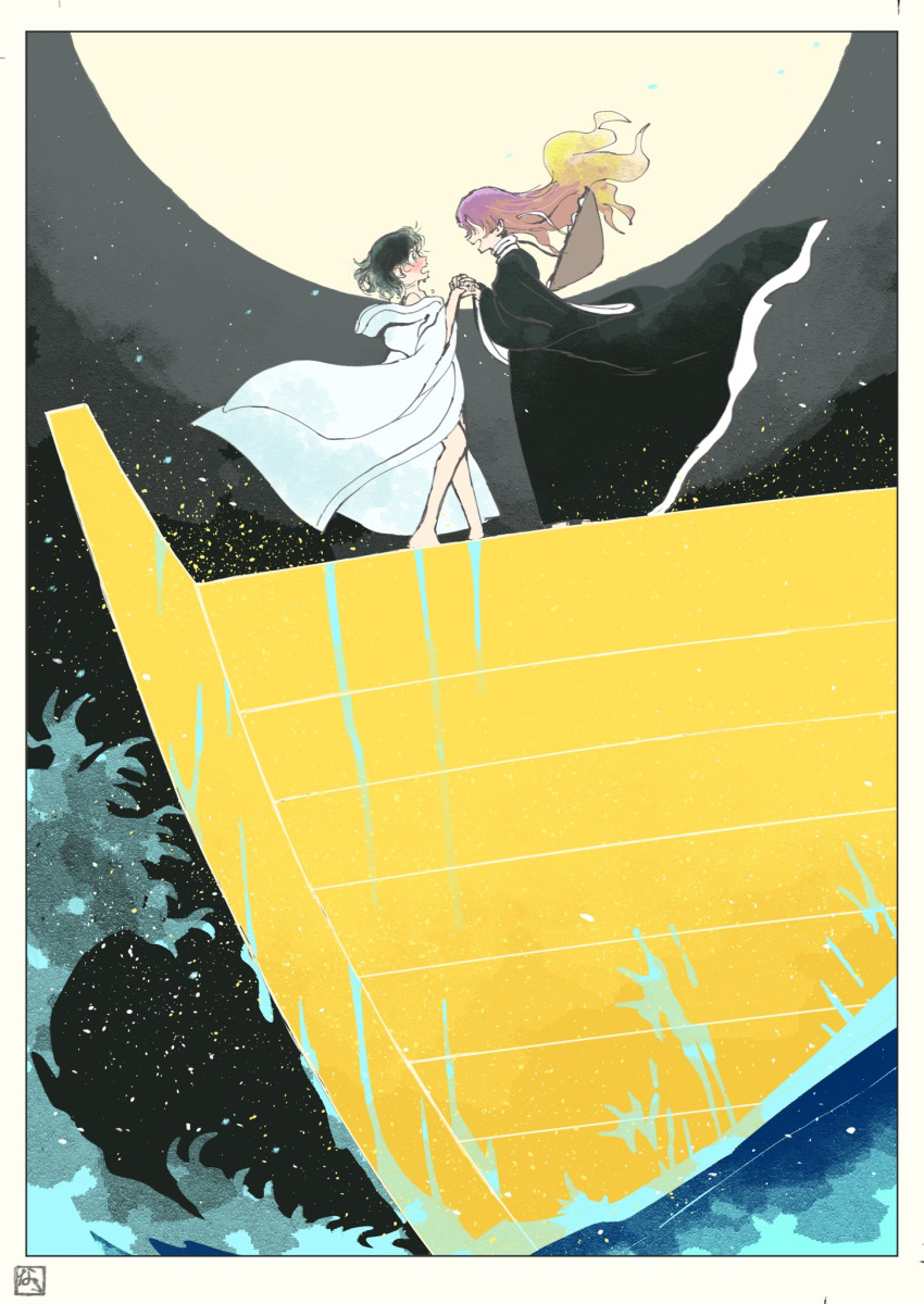 Safebooru - 2girls 929mura ajirogasa alternate costume black dress ...