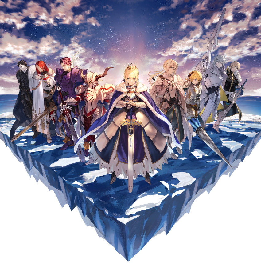 Safebooru - 3girls 6+boys absurdres agravain (fate) armor armored boots ...