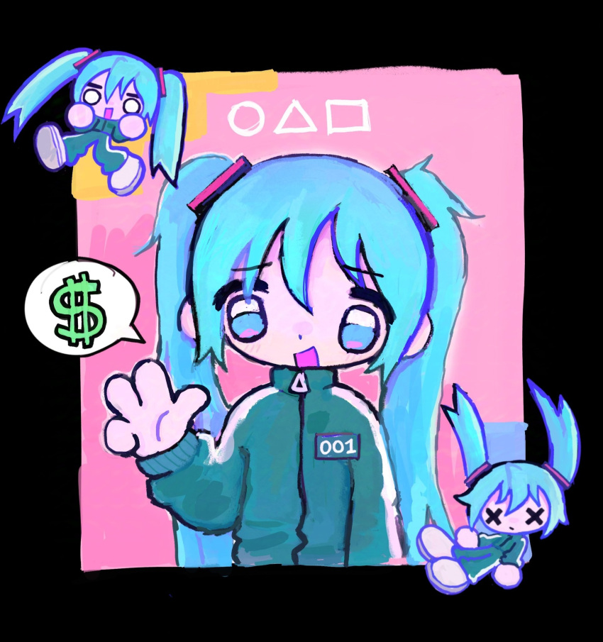 Safebooru - black border blue eyes blue hair border chibi chibi inset ...