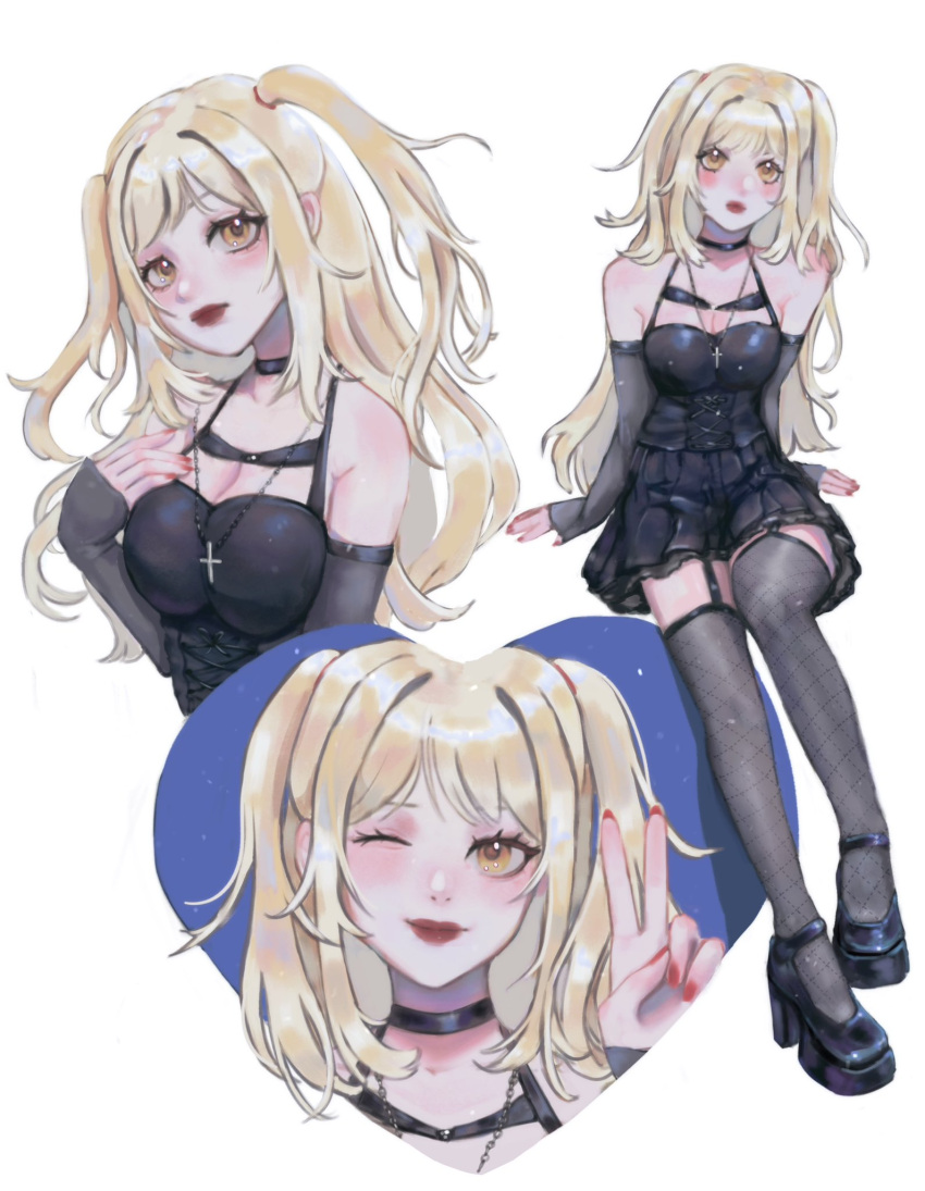 Safebooru - 1girl amane misa blonde hair cross cross necklace death note goth fashion heart ...