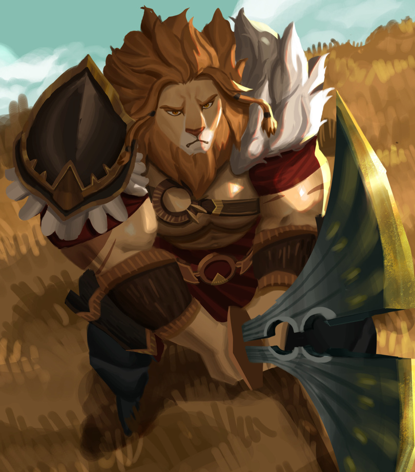 Safebooru - 1boy abs absurdres afk (series) afk journey armor brown fur ...