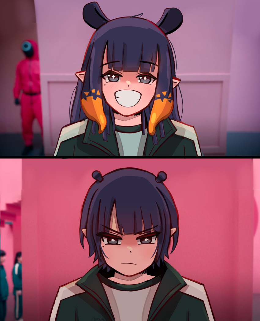 Safebooru - + + 1girl alternate costume before and after green track ...