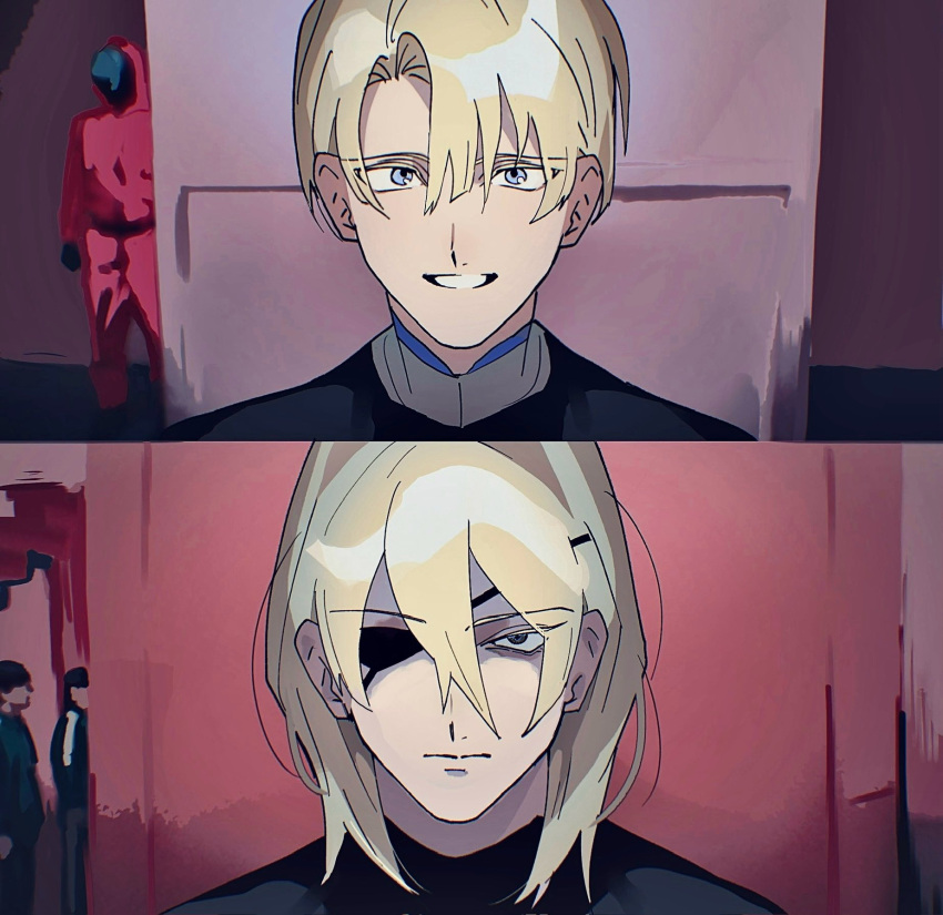 Safebooru - 1boy :| bags under eyes blonde hair blue eyes closed mouth commentary request ...