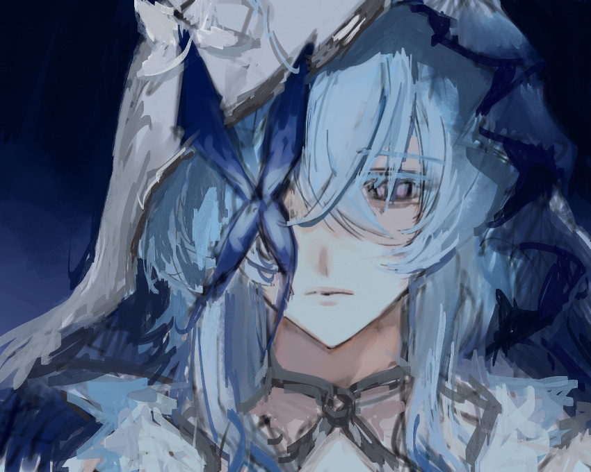 Safebooru - 1girl black background blue butterfly blue hair blue theme blue veil bug butterfly ...