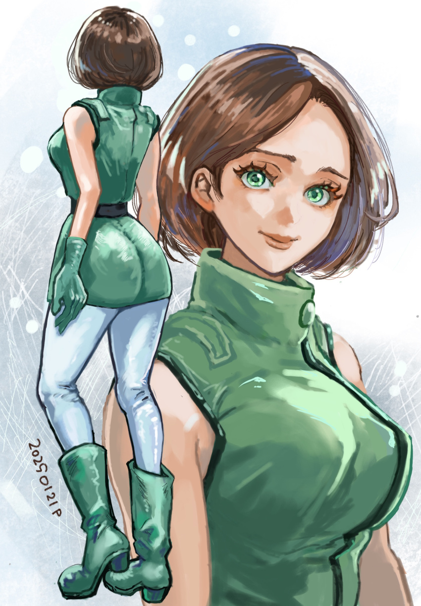 Safebooru - 1girl aeug ass back boots breasts brown hair commentary ...