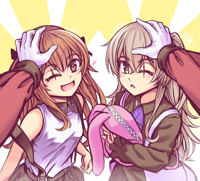 Safebooru - 1boy child commander (girls frontline) girls frontline happy headpat long hair ...