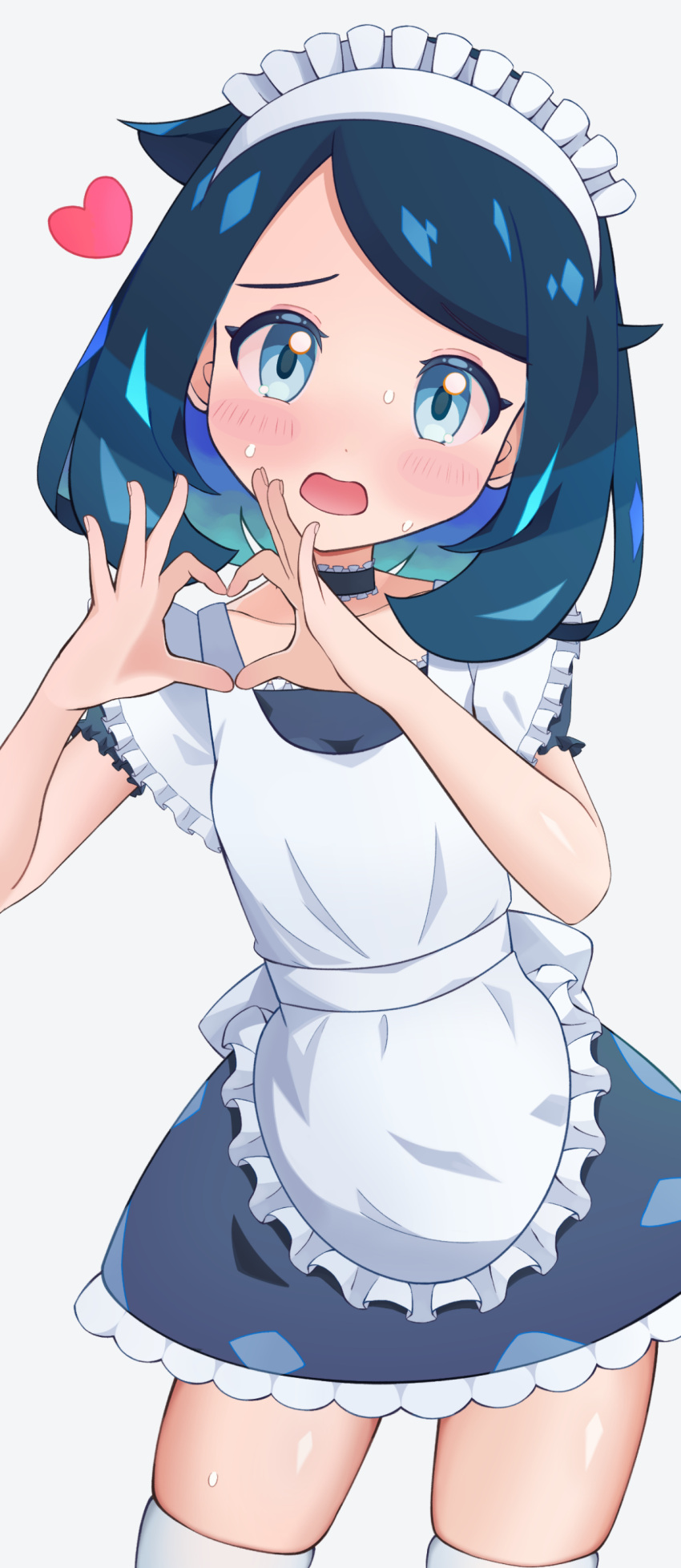 Safebooru - 1girl absurdres alternate costume apron black dress black hair blue eyes blush ...