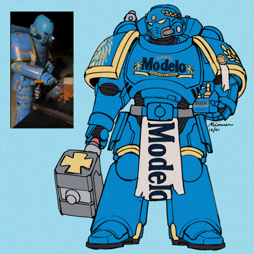 Safebooru - 1boy adeptus astartes alcohol armor beer beer bottle blue ...