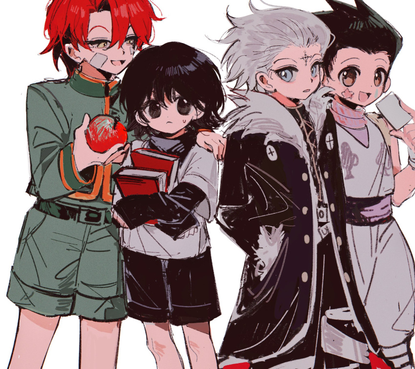 Safebooru - 4boys aged down apple black eyes black hair blue eyes book ...