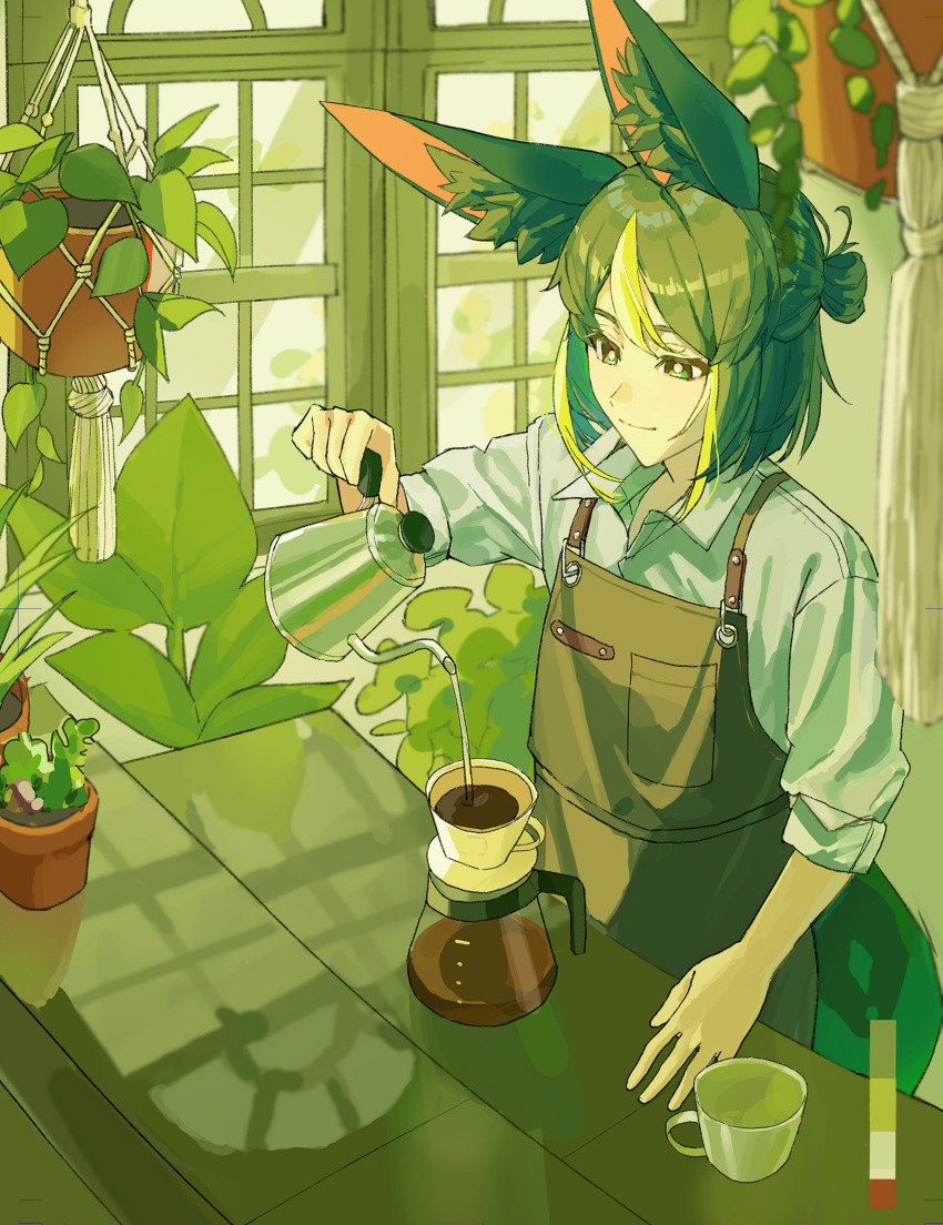 Safebooru - 1boy absurdres alternate costume animal ear fluff animal ears apron asagihisui ...