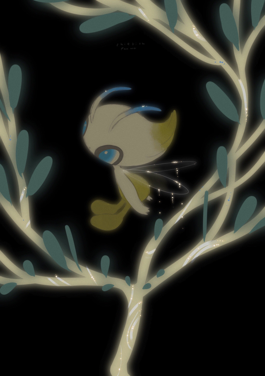 Safebooru - 1other absurdres antennae black background blue eyes branch ...