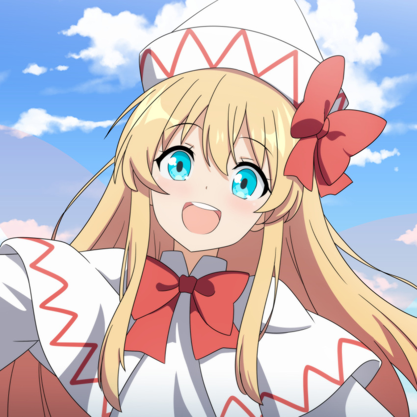 Safebooru - 1girl :d anime coloring blonde hair blue eyes bow bowtie ...