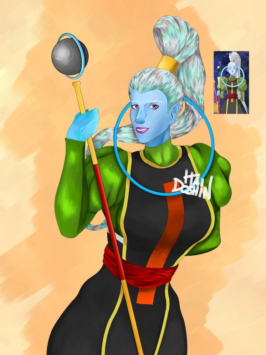 Safebooru - 1girl absurdres arm behind back blue skin breasts colored ...