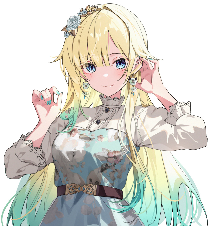 Safebooru - 1girl absurdres aizawa ema aizawa ema (3rd costume) amopui aqua dress aqua eyes aqua ...