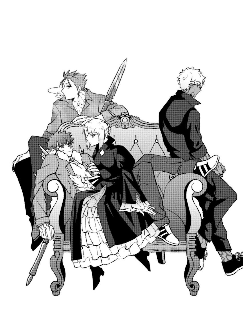 Safebooru - 1girl 3boys archer (fate) archer alter (fate) artoria ...