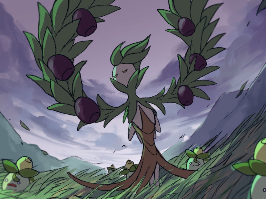 Safebooru - 1other arboliva closed eyes field full body grass green ...