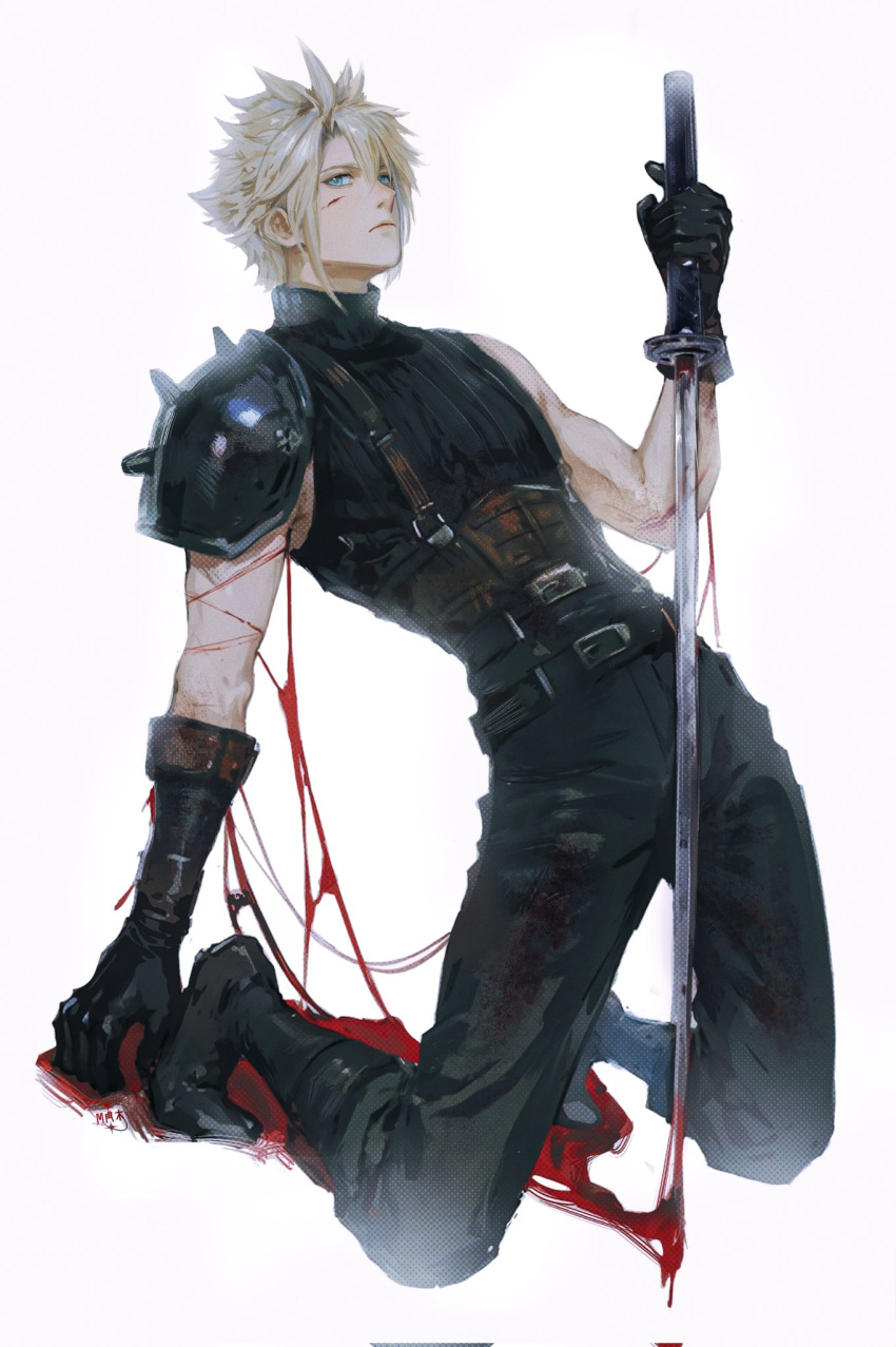 Safebooru - 1boy aqua eyes arched back armor belt black footwear black ...