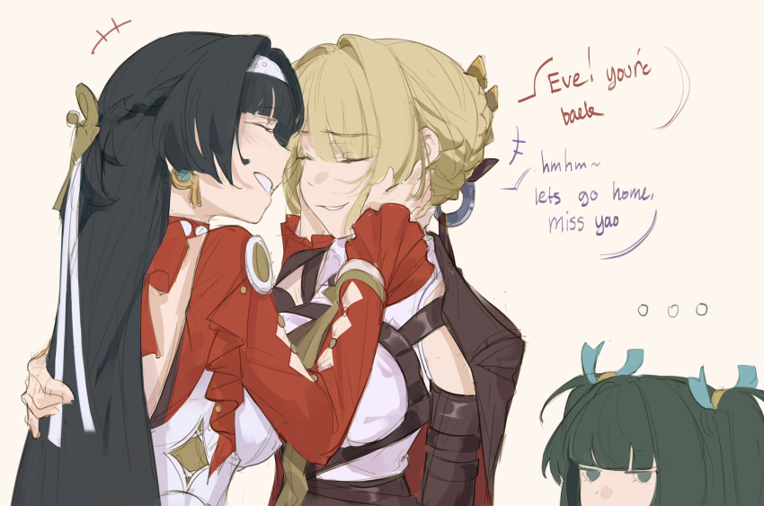 Safebooru - ... 3girls absurdres astra yao black hair black jacket blonde hair bluhbold blunt ...