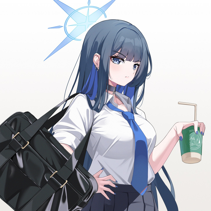 Safebooru - 1girl alternate costume bag black skirt blue archive blue ...