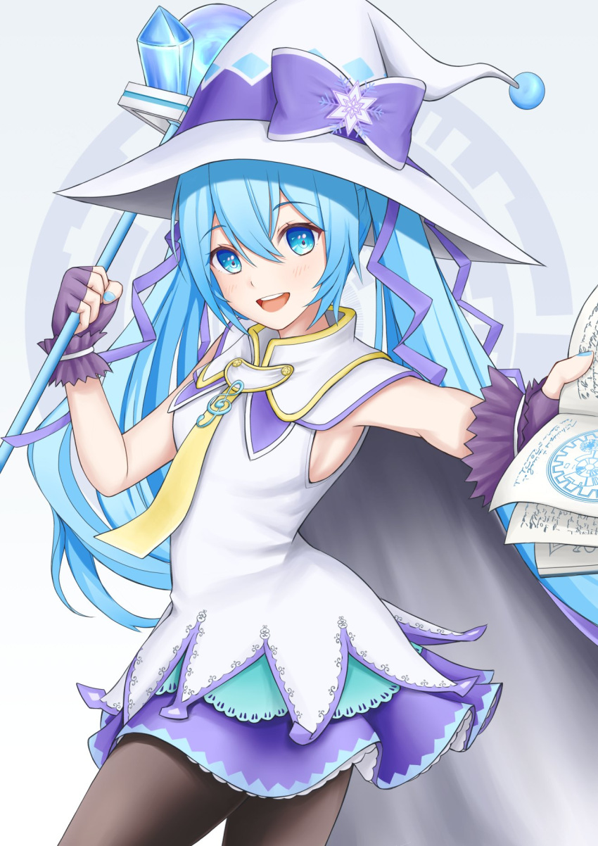 Safebooru - 1girl aqua eyes aqua hair aqua nails blue eyes book dress grimoire hat hatsune miku ...