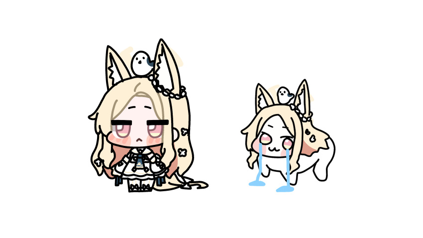 Safebooru - 1girl absurdres animal ears animal on head bird bird on ...