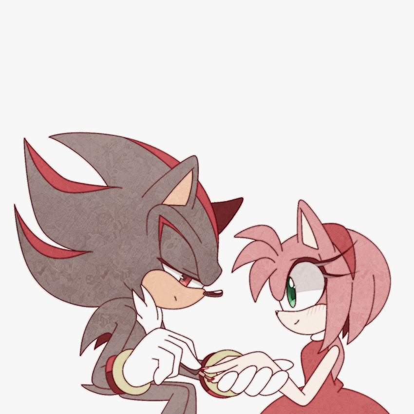 Safebooru - 1boy 1girl amy rose black fur dress from side furry furry female furry male gloves ...