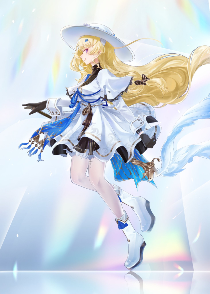 Safebooru 1girl Black Gloves Blonde Hair Boots Closed Mouth Dress 2404