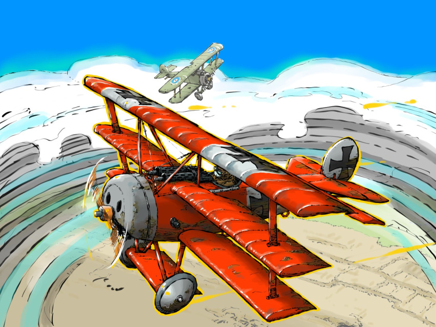 Safebooru - 2boys above clouds aircraft airplane animal ears battle ...