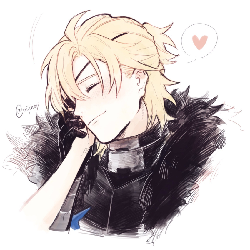 Safebooru - 1boy armor black armor black fur blonde hair blush breastplate closed eyes closed ...