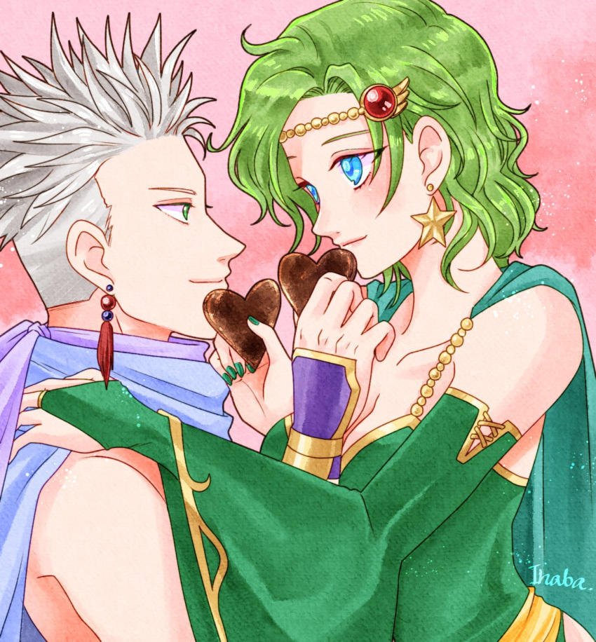 Safebooru - 1boy 1girl artist name bare shoulders blue cape blue eyes ...