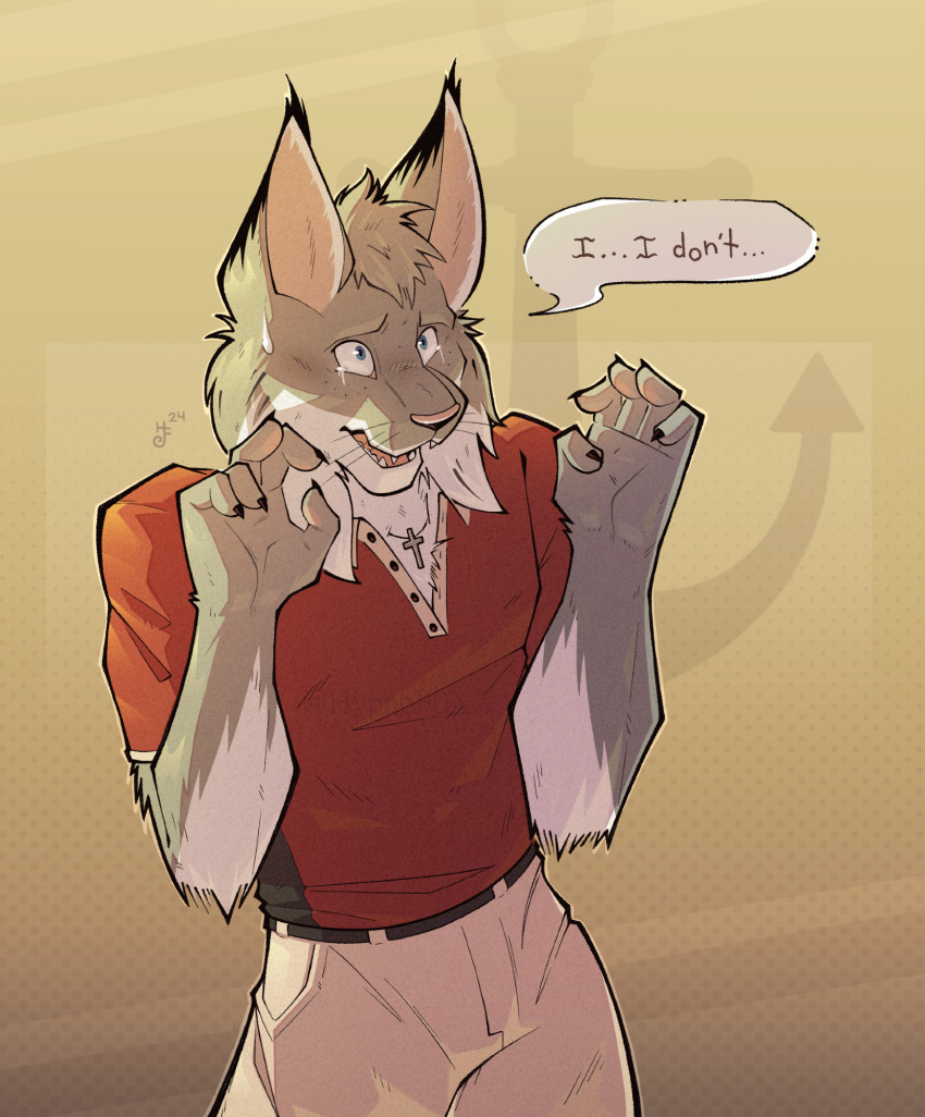 Safebooru - 1boy artist logo blue eyes brown pants claws dated echo ...