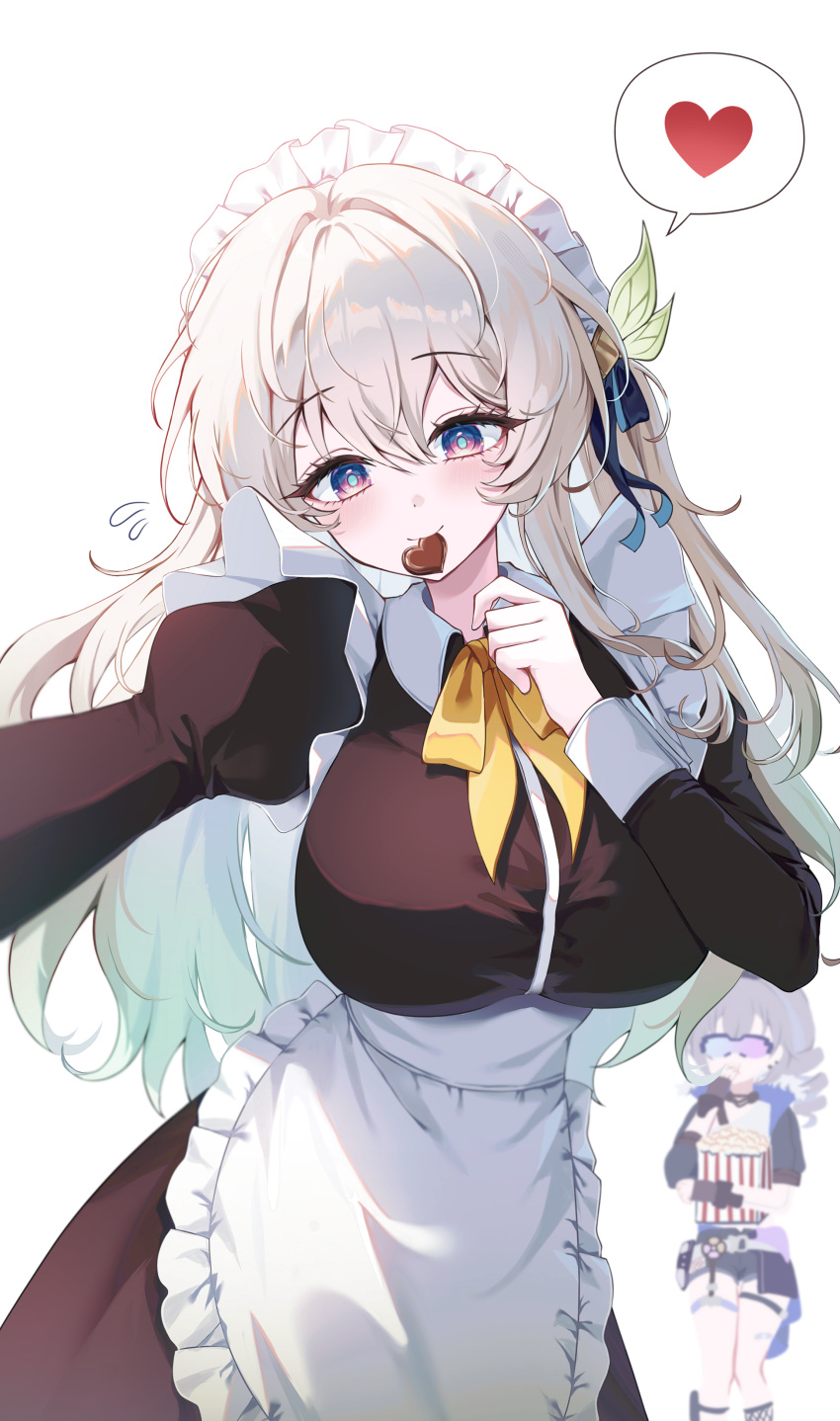 Safebooru - 2girls absurdres alternate costume apron aqua hair black ...