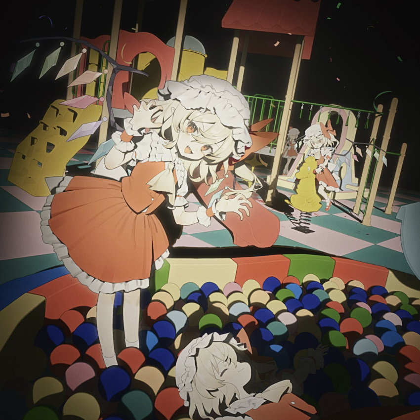 Safebooru - 4girls ascot ball pit blonde hair clone collared shirt ...
