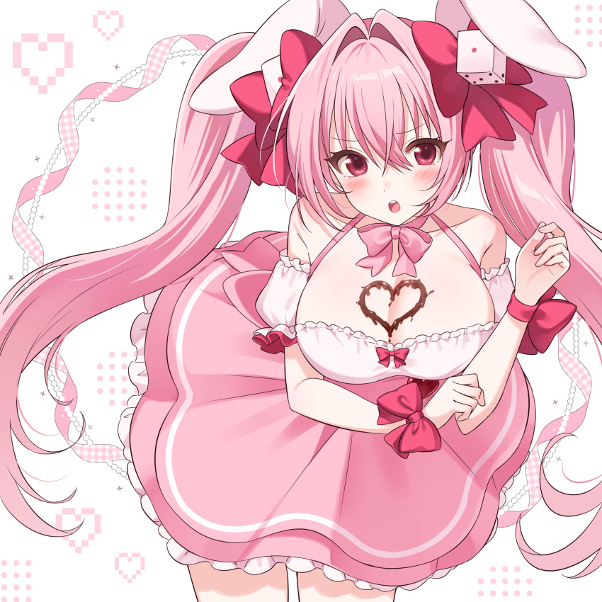 Safebooru - 1girl animal ears chocolate chocolate on body chocolate on breasts di gi charat di ...