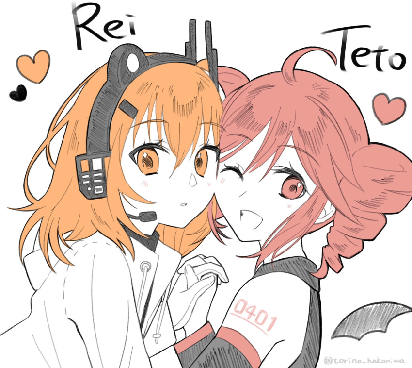 Safebooru - 2girls a.i. voice adachi rei ahoge amau totori arm tattoo black shirt black sleeves ...