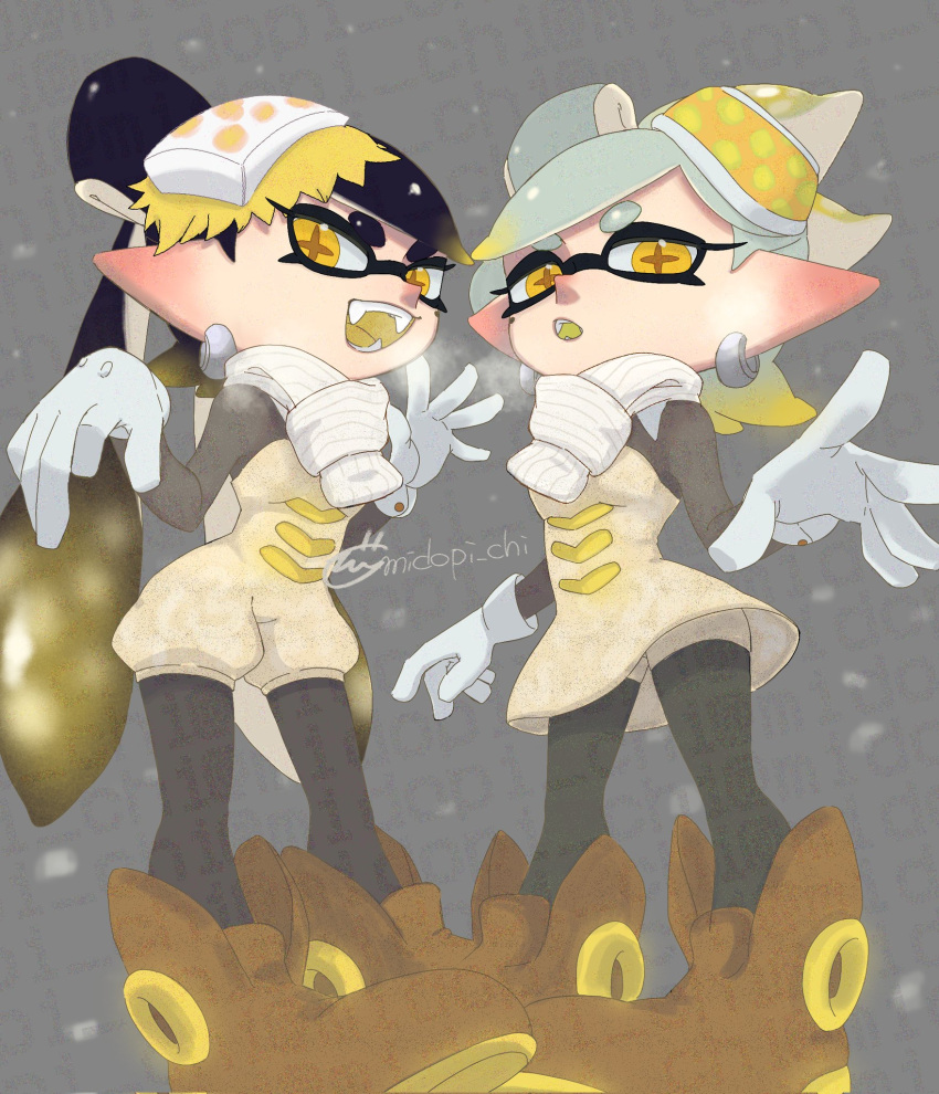 Safebooru - 2girls ankle boots artist name black hair blonde hair ...