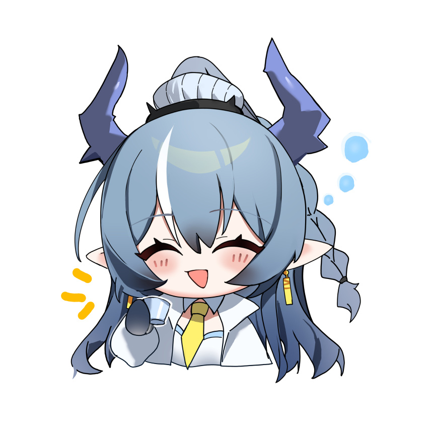 Safebooru - 1girl :d ^ ^ absurdres arknights blue hair chibi chibi only ...