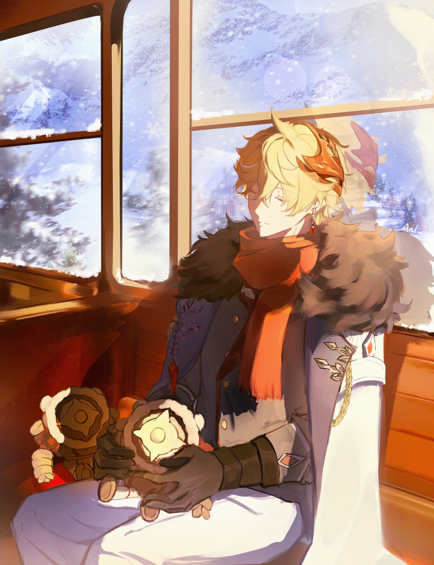 Safebooru - 1boy absurdres ahoge aiguillette ale1951610 black gloves black jacket buttons ...