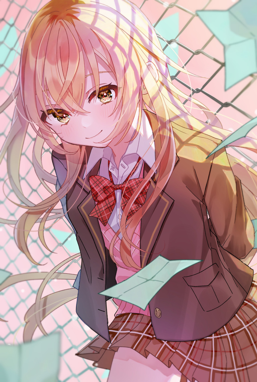 Safebooru - 1girl 393 kani (sakusa kani) absurdres arms behind back black jacket blazer blush ...