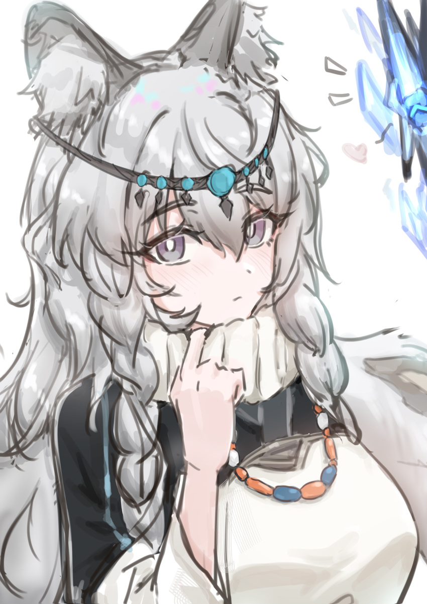 Safebooru - 1girl absurdres animal ears arknights bead necklace beads blush bright pupils ...